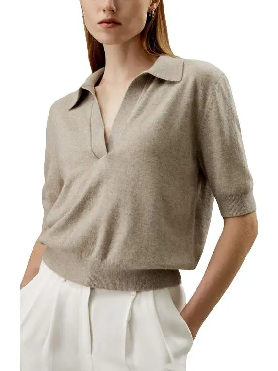 Lilysilk Ultrafine Merino Wool Polo - Camel