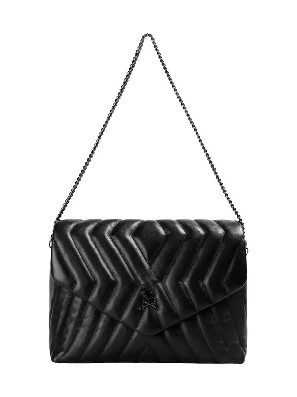 SCALPERS Quilted Leather Shoulder Bag - Black