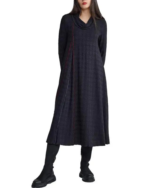 LUUKAA Lirien Asymmetrical Jacquard Viscose Jersey Midi Dress - Coalblack Red
