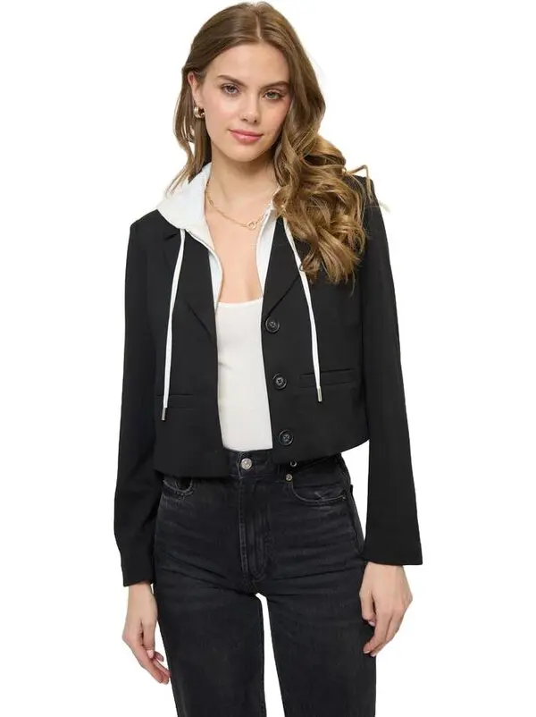 Central Park West Cropped Fitted Dickey Jacket - Black