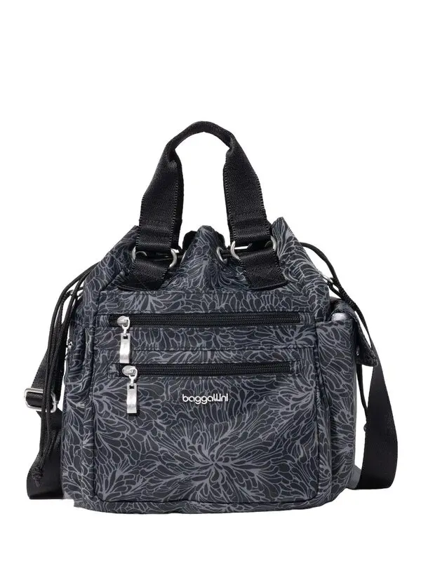 BAGGALLINI Drawstring Crossbody Bucket Bag - Midnight Blossom Print