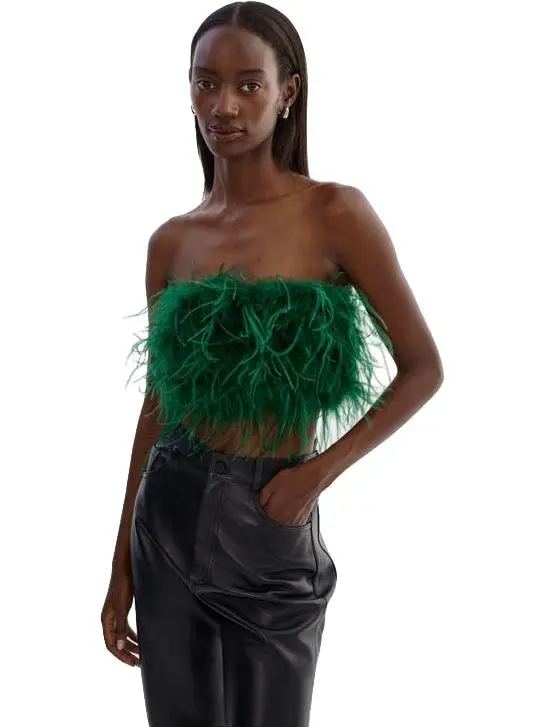 LAMARQUE Zaina Feather Bustier - Bottle Green