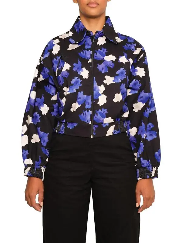 THE LULO PROJECT Citadel Floral Stretch Cotton Bomber Jacket - Jacaranda