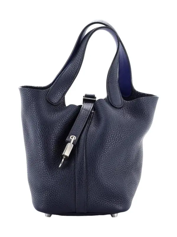 HERMES Picotin Lock Bucket Bag Clemence With Swift Pm - Bleu Nuit