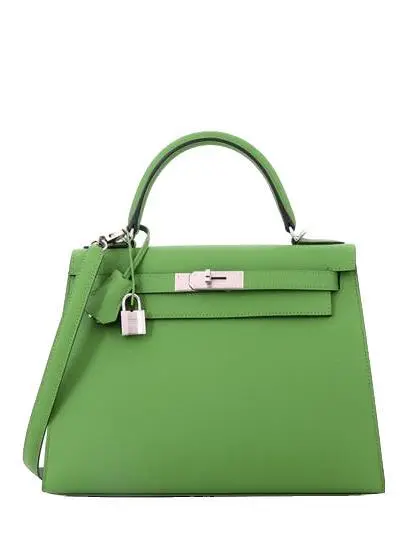 Hermès Kelly Handbag Epsom With Palladium Hardware 28 - Green