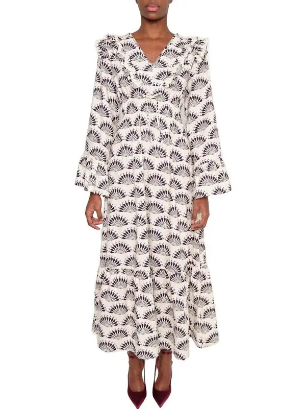 THE LULO PROJECT Chaos Petal Print Maxi Dress - Throated Ivory