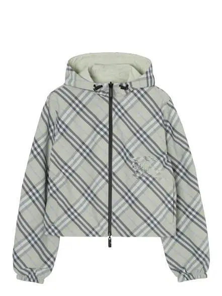 Burberry Cropped Reversible Check Jacket - Seafoam Green