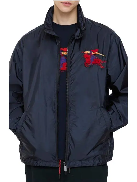 Burberry Equestrian Knight Design Nylon Jacket - Navy