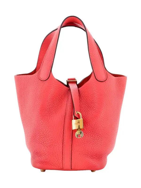 HERMES Picotin Lock Bag Clemence Pm - Rouge Pivoine