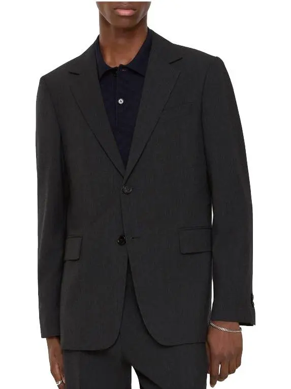 Burberry Wool Blend Tailored Jacket - Midnight Grey Melange