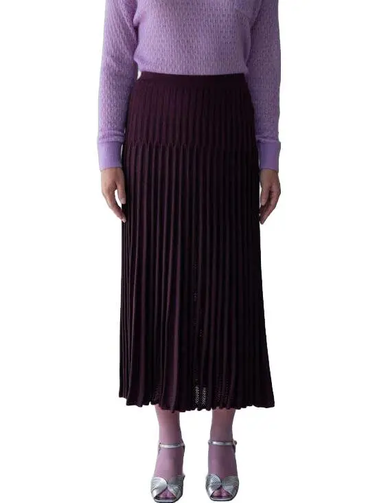 SSKEIN Soleil Midi Skirt - Aubergine