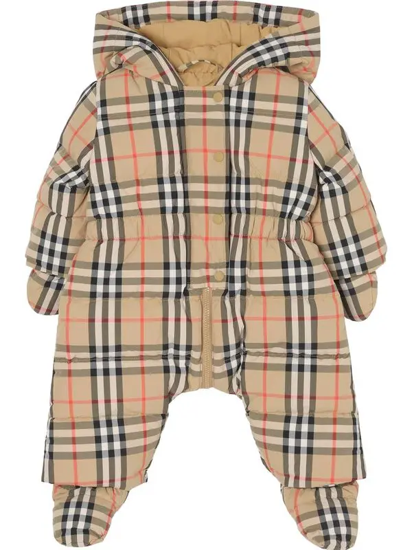Burberry Check Puffer Suit - Sand Beige