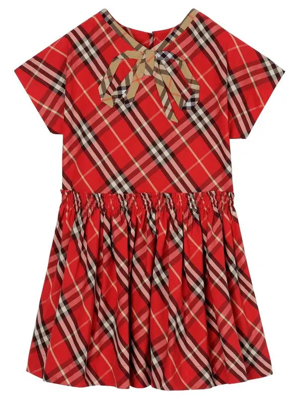 Burberry Check Cotton Dress - Crayon Red