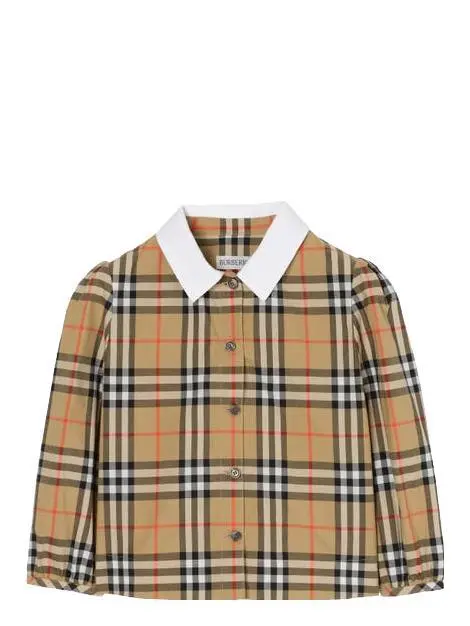 Burberry Check Cotton Shirt - Sand Beige