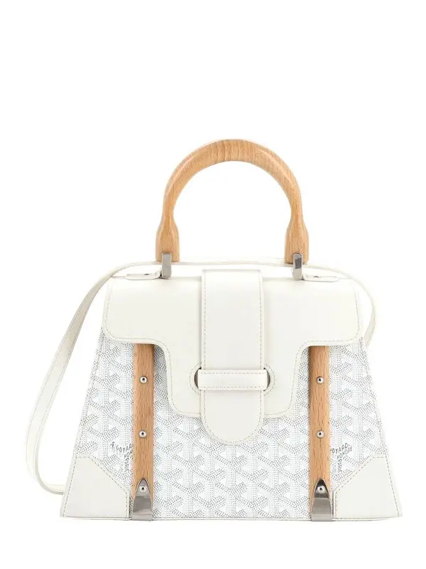 GOYARD Saigon Top Handle Bag Coated Canvas With Leather Pm - White