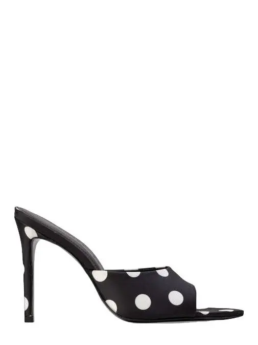 BLACK SUEDE STUDIO Bella 100 Mule - Black Polka Dot Satin
