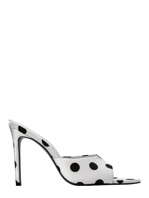 BLACK SUEDE STUDIO Bella 100 Mule - White Polka Dot Satin