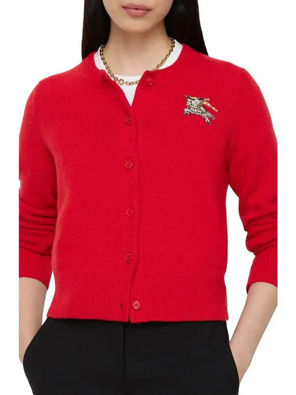 Burberry Wool Cashmere Cardigan - Crayon Red