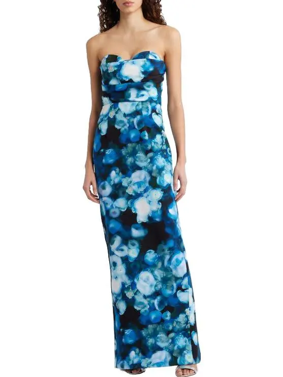 Black Halo Leonora Strapless Gown - Cerulean Corsage