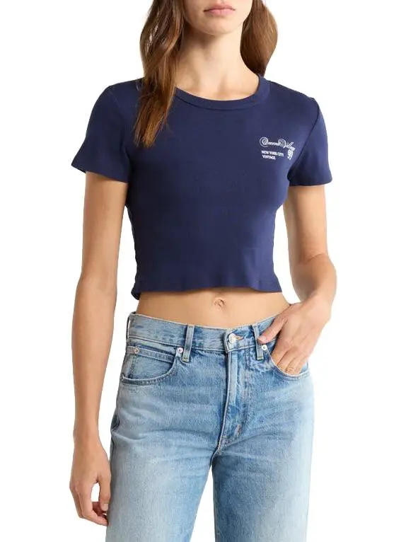 PACSUN Queens Village Graphic Baby Tee - Navy