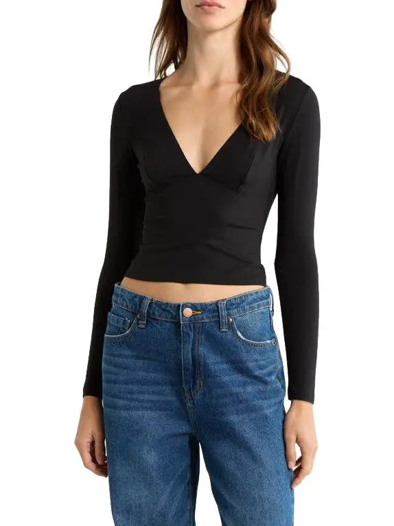 PACSUN Gianna V-neck Top - Black