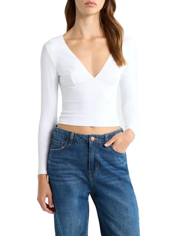 PACSUN Gianna V-neck Top - White