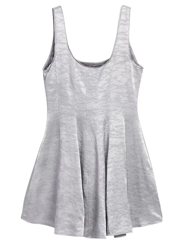 Desigual Metallic Fit & Flare Dress - Silver