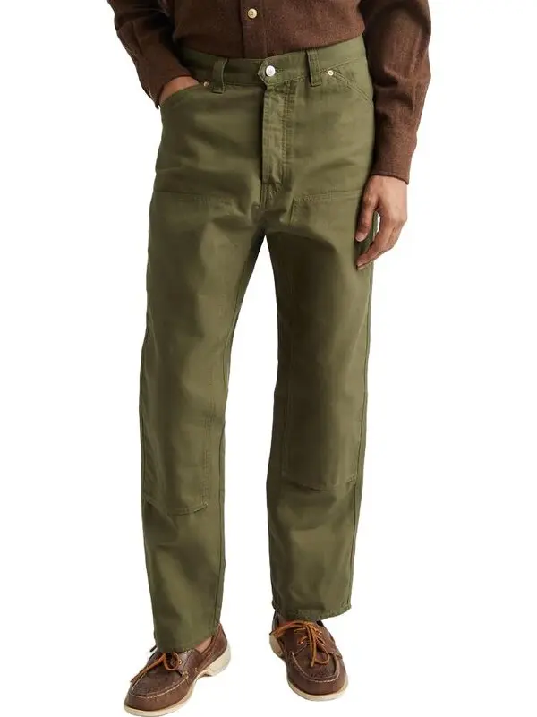 DRAKE'S Cotton Canvas Carpenter Pants - Olive Drab