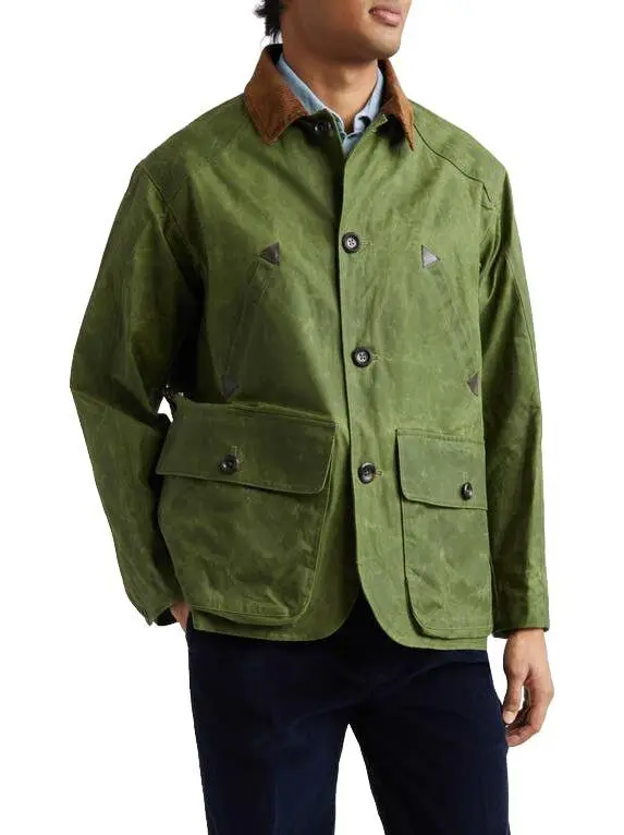 DRAKE'S Waxed Cotton Barn Jacket - Lemongrass