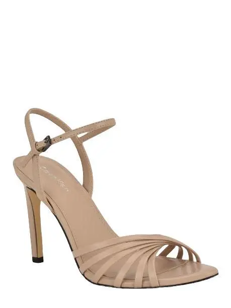 Calvin Klein Daniella Ankle Strap Pointed Toe Sandal - Light Natural