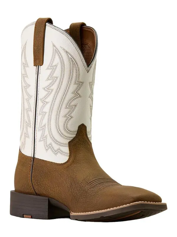 Ariat Leather Cowboy Boots - Brown/white