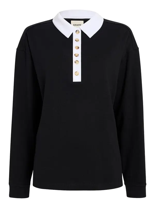 Khaite Long-sleeved Polo Shirt - Black / White