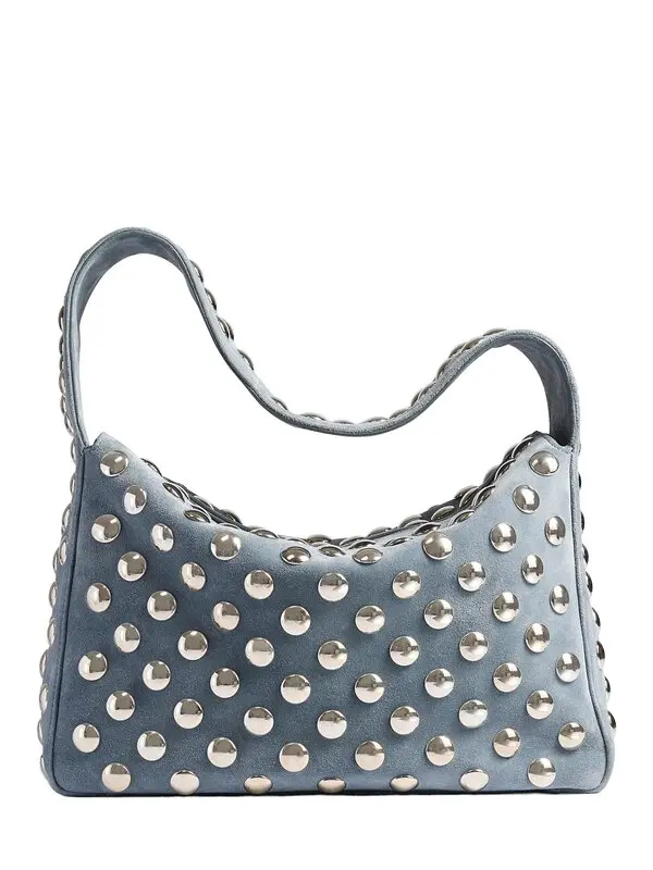 Khaite Elena Suede Bag With Silver Studs - Lead