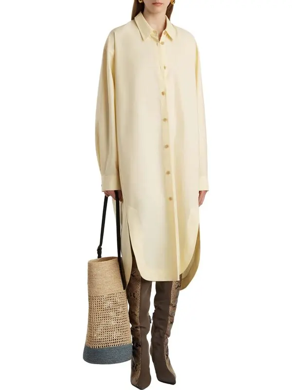 Khaite Gloria Shirt Dress - Pale Yellow