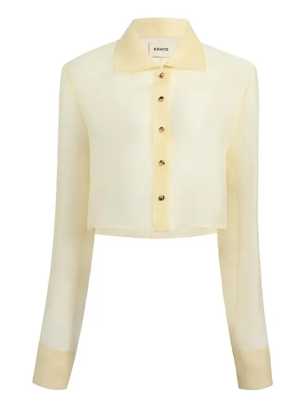 Khaite Jasen Top In Organza - Pale Yellow