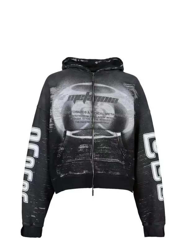 RRR123 Graphic Zip Hoodie - Black