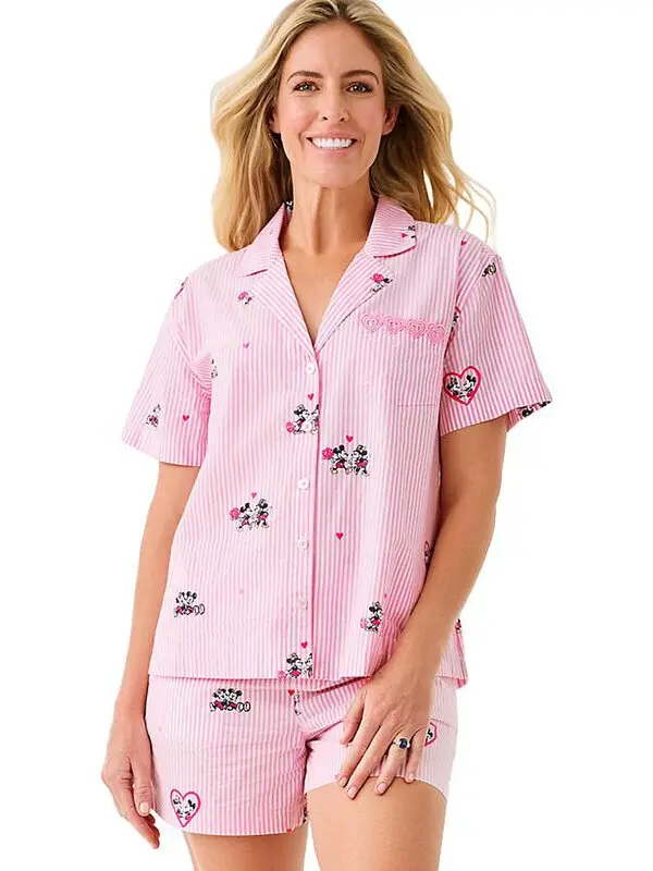 LILLY PULITZER Mari Pajama Button-up Shirt - Multi Disney Half Drop Overprint