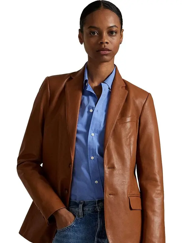 Ralph Lauren Leather Blazer - Saddle