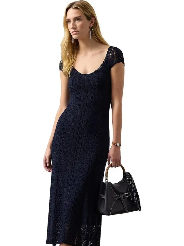 Ralph Lauren Crosley Hand-crocheted Silk Day Dress - Icon Navy