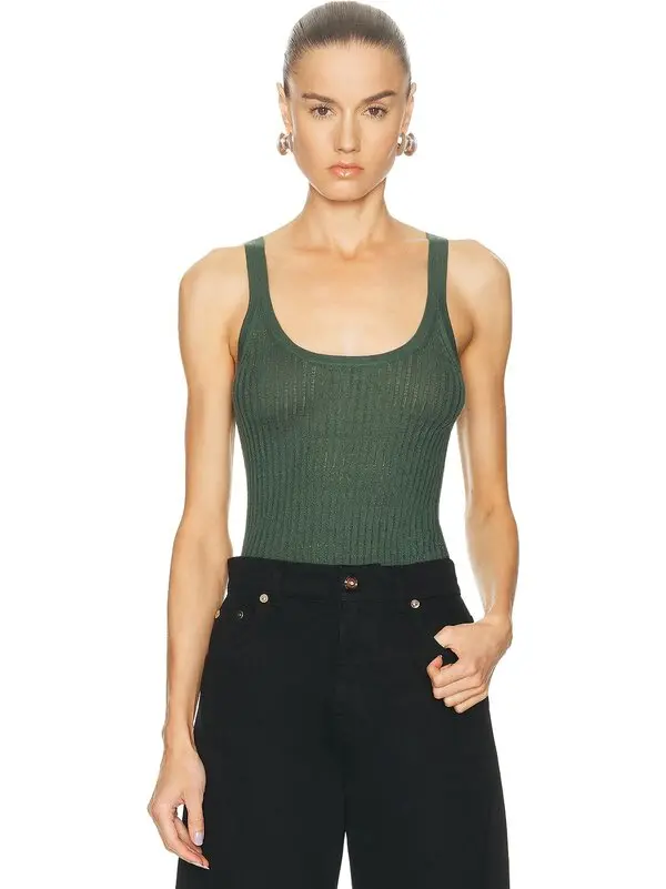 Gabriela Hearst Nevin Pointelle Tank Top - English Green