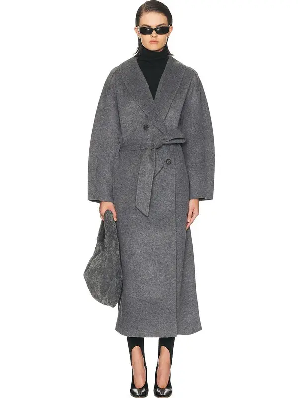 HOUSE OF DAGMAR Relaxed Double Coat - Grey Melange