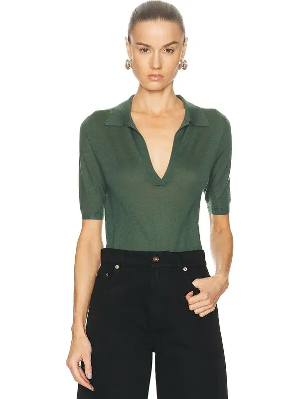 Gabriela Hearst Frank Polo Top - English Green