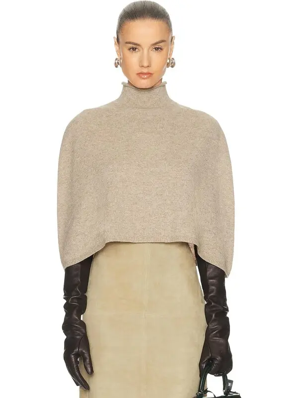 EAVES Miyah Knit Cape - Taupe