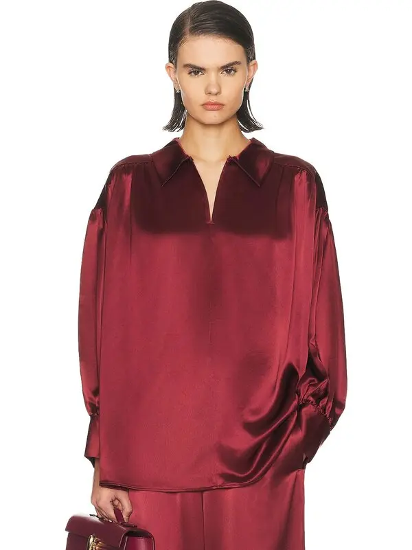 BY MALENE BIRGER Leonora Satin Blouse - Cabernet