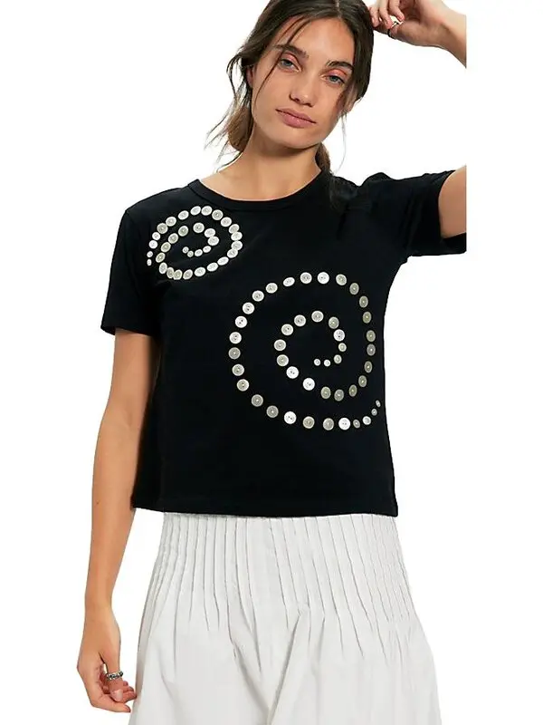 RAGABOND Swirl World Embellished T-shirt - Washed Black