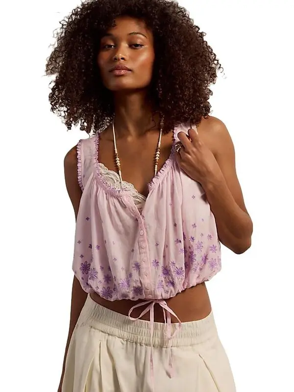 Free People Cherry Scallop Top - Lilac Ice