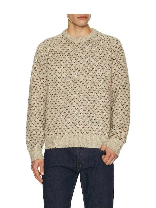 Faherty Brand Donegal Crew Neck Sweater - Oat Birdseye Pearl