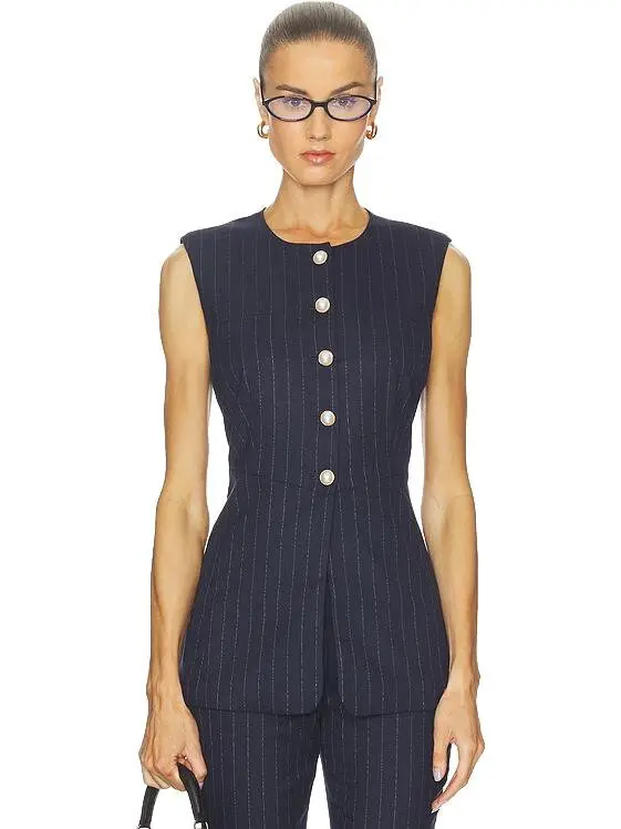 FAVORITE DAUGHTER The Clocking In Top - Navy Pinstripe