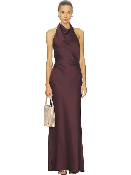 Simkhai Reannon Draped Gown - Mahogany