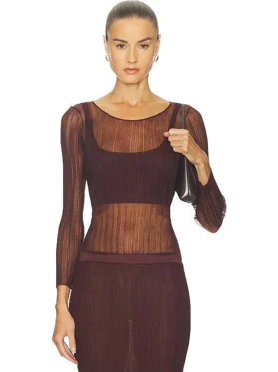 Simkhai Leonie Long Sleeve Top - Mahogany